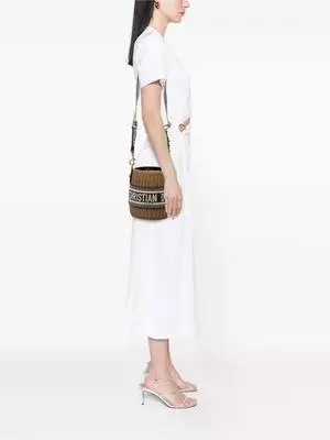 Dior Woven Rattan Bucket Bag - Brown
