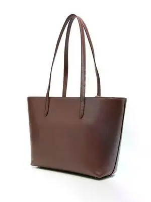 Dkny Leather Tote Bag With Logo Plaque
