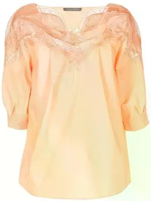Alberta Ferretti Stretch-cotton Blouse With Lace Detailing