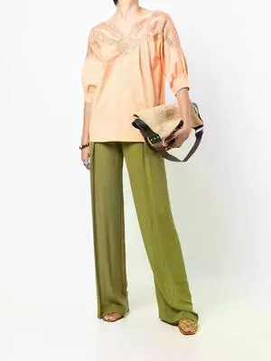 Alberta Ferretti Stretch-cotton Blouse With Lace Detailing