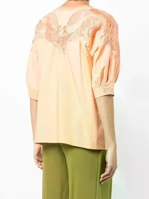 Alberta Ferretti Stretch-cotton Blouse With Lace Detailing