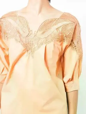 Alberta Ferretti Stretch-cotton Blouse With Lace Detailing