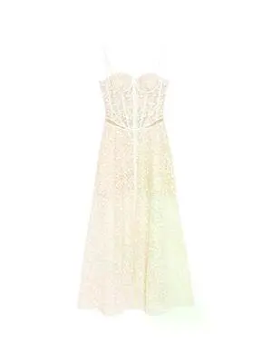 MONTSAND Ivory White Floral Lace Corset Midi Dress