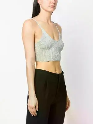 Alberta Ferretti Ribbed V-neck Cami Top
