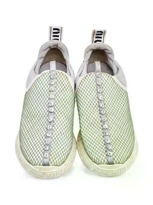 Miu Miu Crystal-embellished Mesh Sneakers
