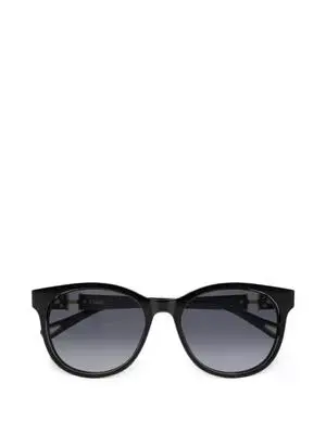 Chloé Round Frame Sunglasses With Gold-tone Hardware - Black