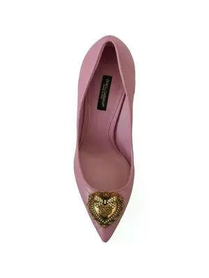 Dolce & Gabbana Devotion Quilted Leather Pumps With Heart Embellishment