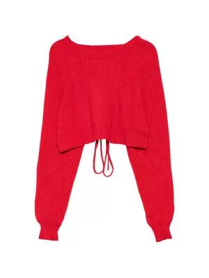 Yohji Yamamoto Ribbed Backless Cropped Sweater