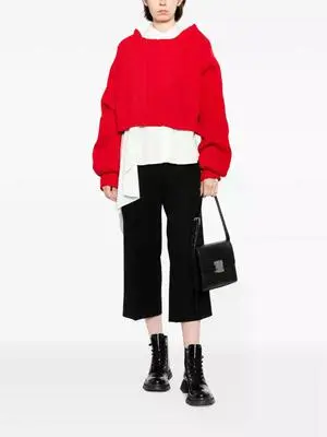 Yohji Yamamoto Ribbed Backless Cropped Sweater