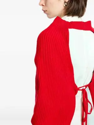 Yohji Yamamoto Ribbed Backless Cropped Sweater