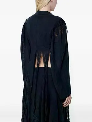 Yohji Yamamoto Frayed Linen Single-breasted Blazer