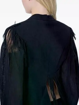 Yohji Yamamoto Frayed Linen Single-breasted Blazer