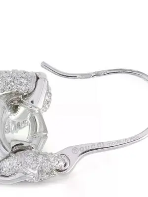 Gucci 18k White Gold Diamond Bamboo Drop Earrings