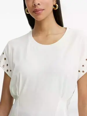 Liu Jo Eyelet Embellished Pleated T-shirt