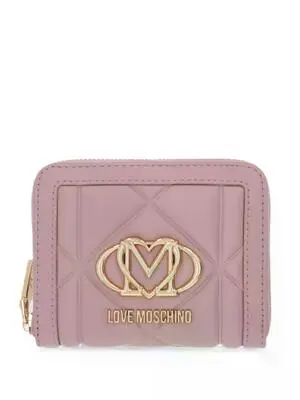 Moschino Quilted Logo-plaque Wallet - Pink