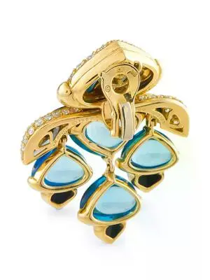 Marina B 18k Yellow Blue Topaz And Diamond Chandelier Earrings