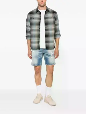 YES LONDON Distressed Faded-effect Denim Shorts