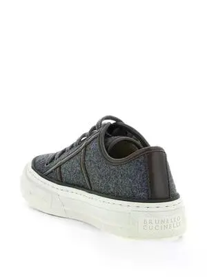 Brunello Cucinelli Shiny Tab Wool Sneakers
