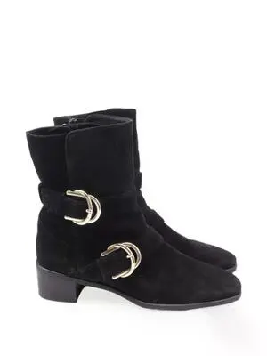 STUART WEITZMAN Buckled Suede Ankle Boots