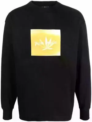 Palm Angels Leaf-print Crew-neck Sweatshirt