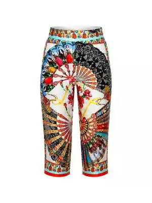 Dolce & Gabbana Majolica Print Silk Trousers