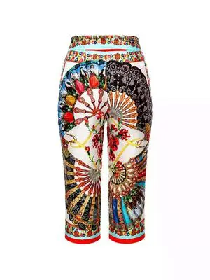 Dolce & Gabbana Majolica Print Silk Trousers