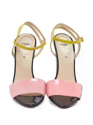 Fendi Patent Leather Ankle-strap Block Heel Sandals
