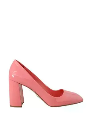 Prada Patent Leather Square Toe Block Heel Pumps