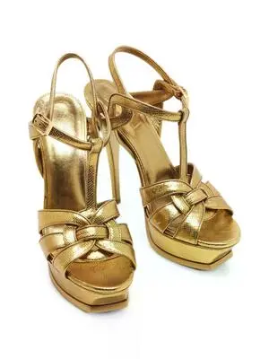 Saint Laurent Tribute Lizard-embossed Leather Platform Stiletto Sandals