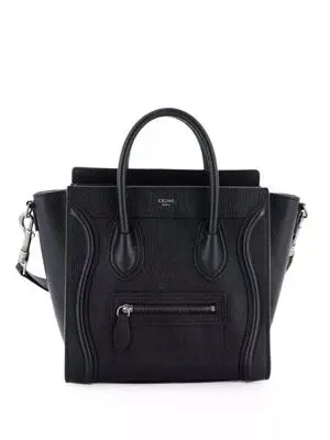 Celine Grainy Leather Nano Luggage Crossbody Bag - Black