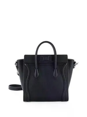 Celine Grainy Leather Nano Luggage Crossbody Bag - Black