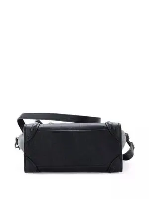 Celine Grainy Leather Nano Luggage Crossbody Bag - Black