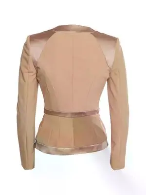 Elisabetta Franchi Fitted Blazer With Satin Panels And Logo-engraved Buttons