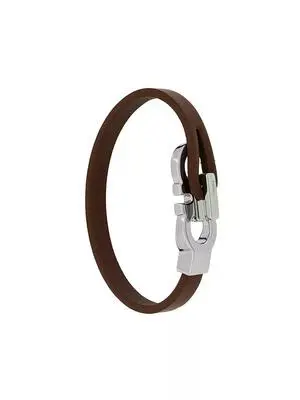 FERRAGAMO Double Gancio Leather Bracelet - Brown