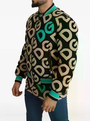 Dolce & Gabbana Logo-print Knit Bomber Jacket - Black