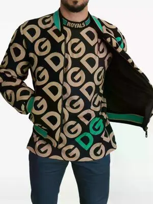 Dolce & Gabbana Logo-print Knit Bomber Jacket - Black