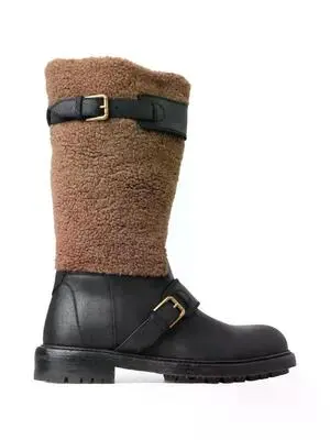 Dolce & Gabbana Shearling-panel Buckle-strap Boots