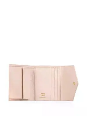Miu Miu Logo-plaque Pebbled Leather Wallet