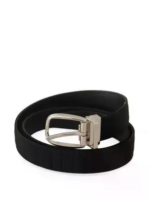 Dolce & Gabbana Woven Texture Leather Trim Belt - Black