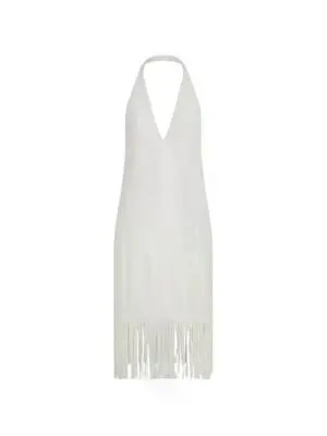 FERRAGAMO Knitted Halterneck Dress With Fringe Detail