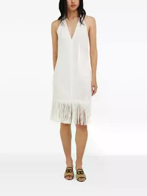 FERRAGAMO Knitted Halterneck Dress With Fringe Detail