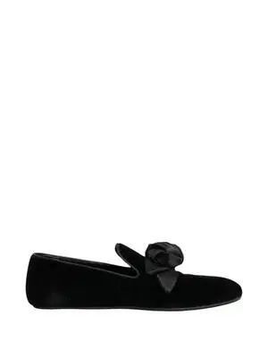 Dolce & Gabbana Rose Detail Velvet Loafers - Black