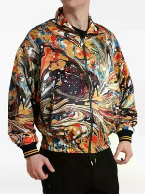 Dolce & Gabbana Marble-print Silk Zip-up Jacket