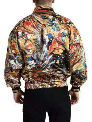 Dolce & Gabbana Marble-print Silk Zip-up Jacket