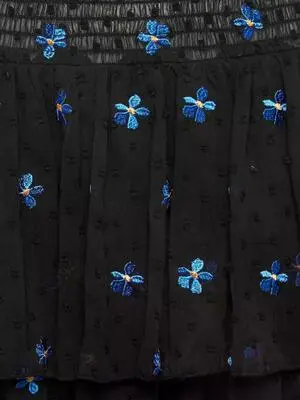 Maje Rocko" Swiss Dot Tiered Mini Dress With Floral Embroidery