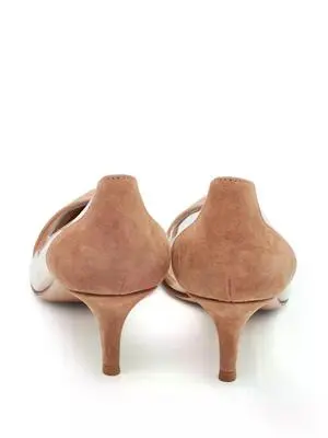 GIANVITO ROSSI Plexi Suede Pointed Toe Stiletto Heel Pumps - Neutrals