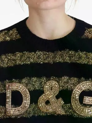 Dolce & Gabbana Crystal-embellished Striped Knit Sweater