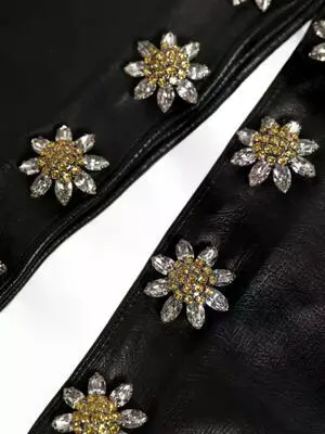 Dolce & Gabbana Crystal Embellished Leather Gloves