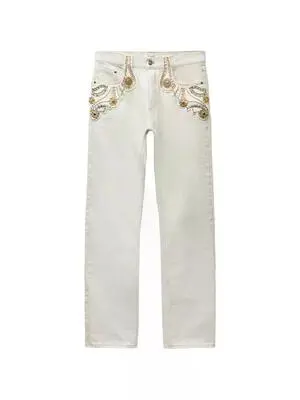 Versace Embellished Straight-leg Jeans