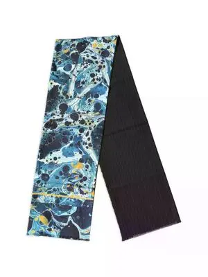 Dolce & Gabbana Marble-print Pinstriped Scarf - Blue